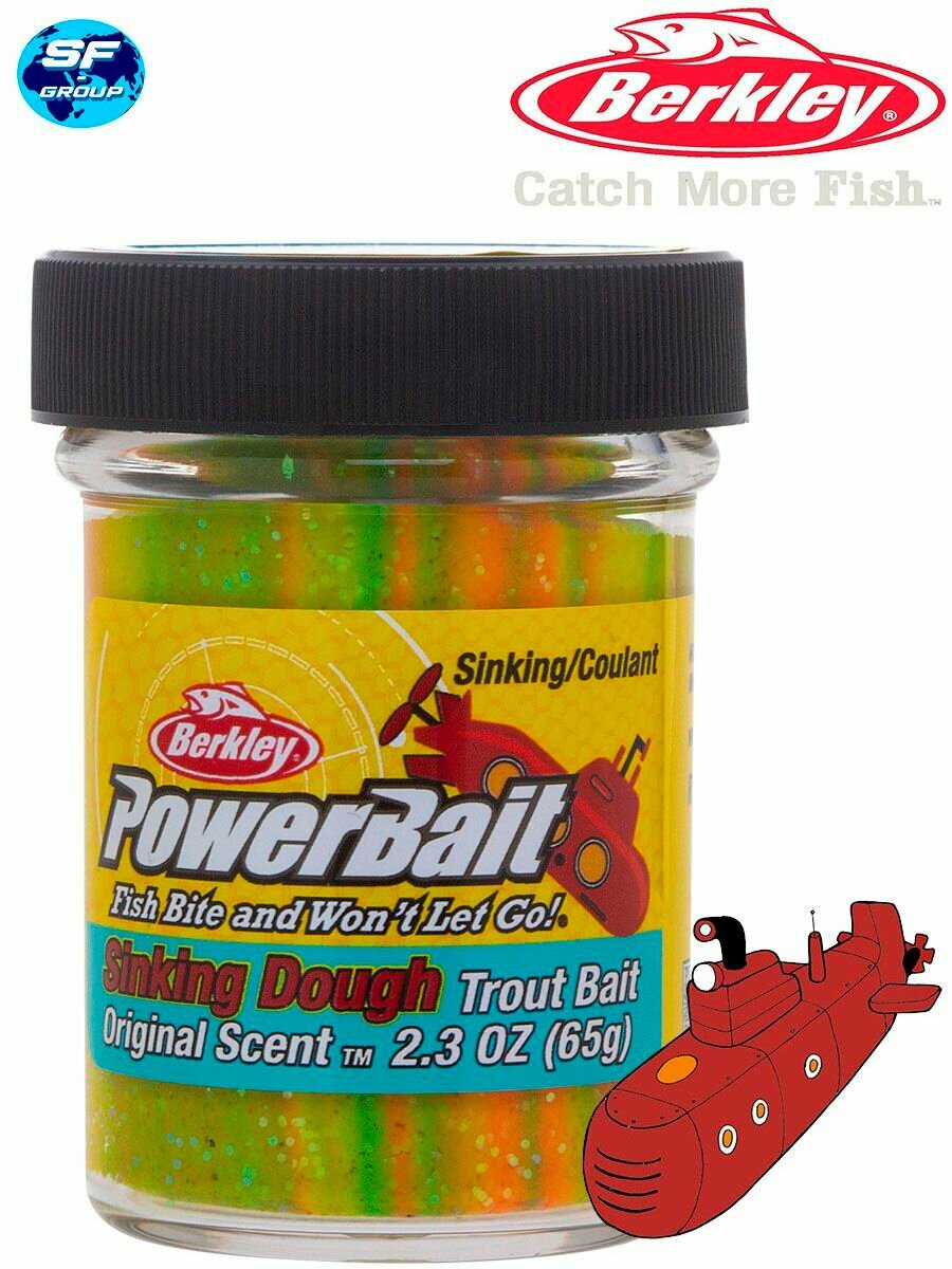 Паста Berkley PowerBait Sinking Dough Trout Bait Sinking Rainbow 65g