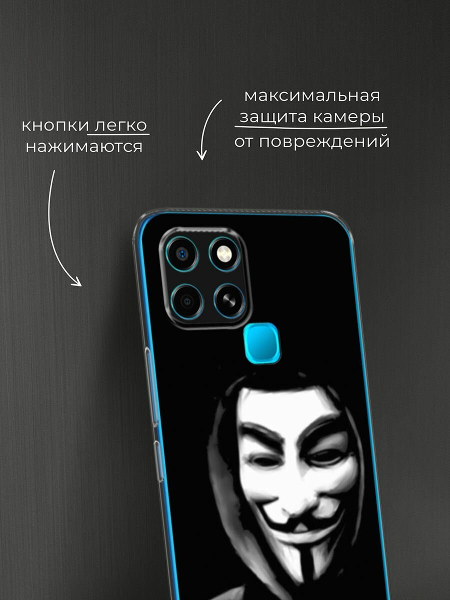 Чехол на Infinix Smart 6 / Инфиникс Смарт 6 с принтом "Анонимус" — фото 1