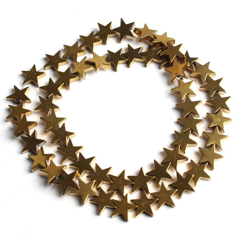 Бусины TANANTA гематит серебристый золотой 5-конечная звезда 4x4mm 115pcs-118pcs, gold color