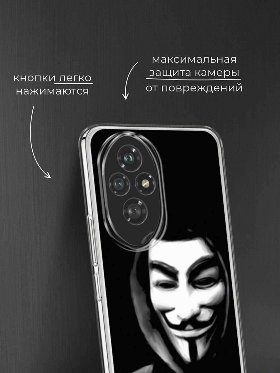 Силиконовый чехол на Honor 200 / Хонор 200 с принтом "Анонимус" — фото 1