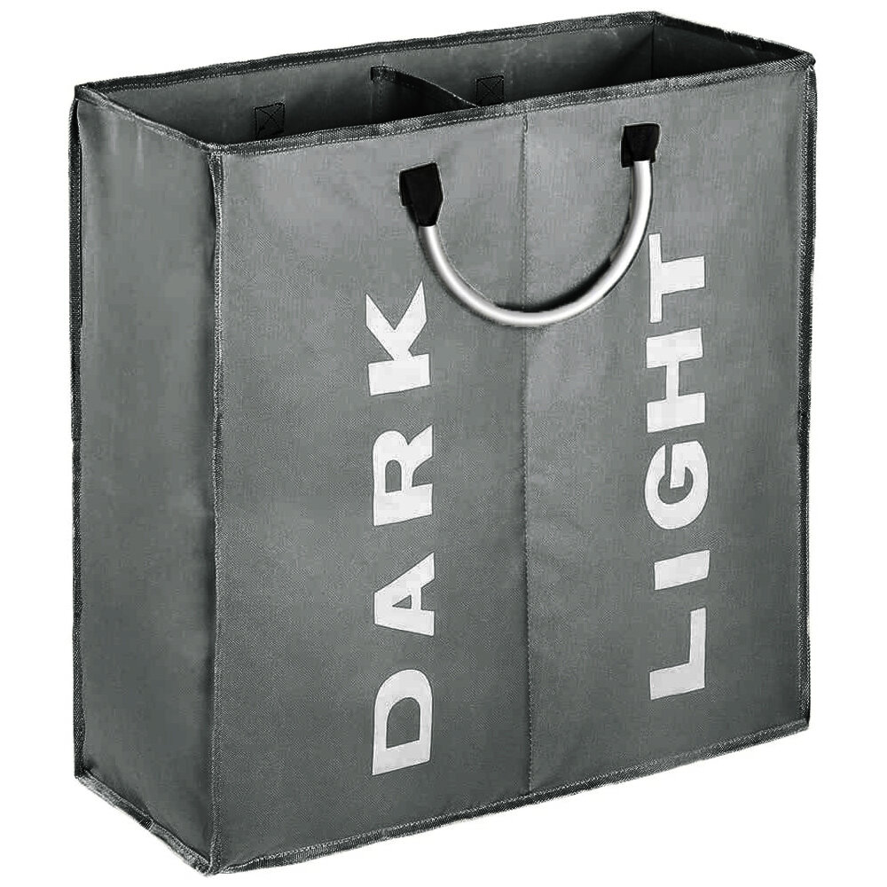 Большая двойная корзина для белья с ручками, 53x23x53 см, складная корзина для хранения грязного белья, темно-серая