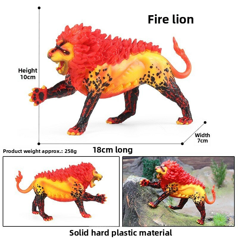 Warcraft fire lion stone dragon monster animal model toy for childrens gift fiery lion