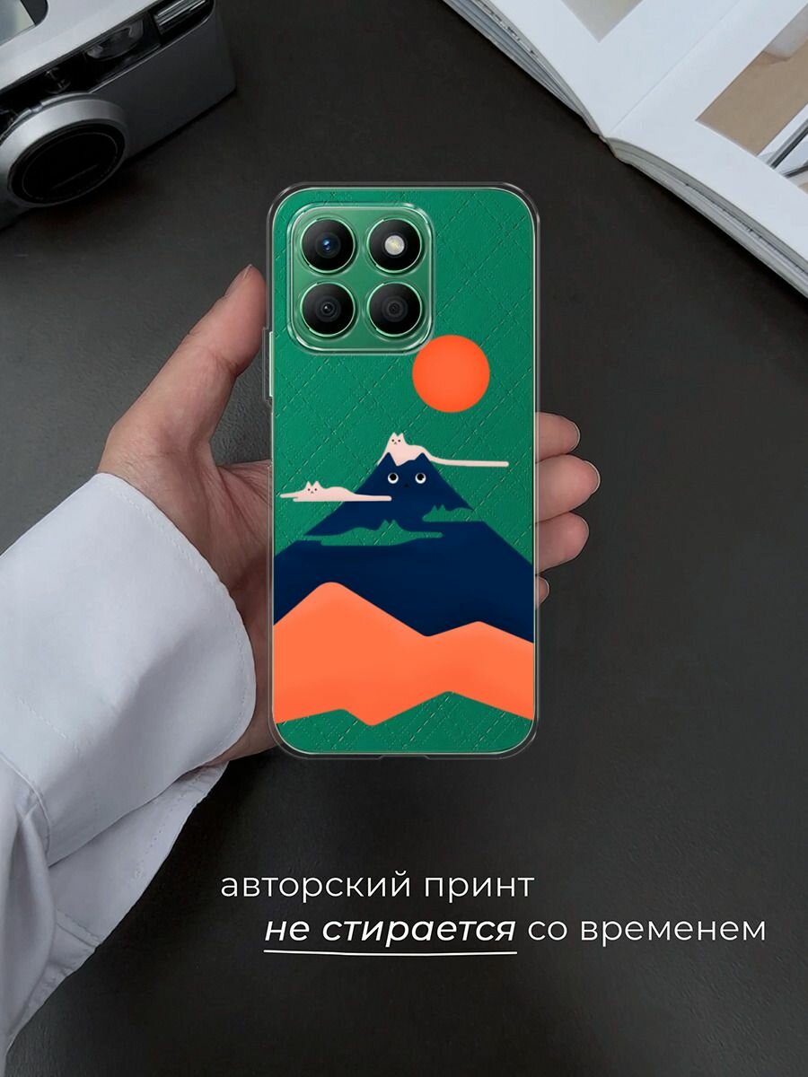 Чехол на Honor X8B / Хонор X8B с принтом "Кот-гора", прозрачный — фото 1