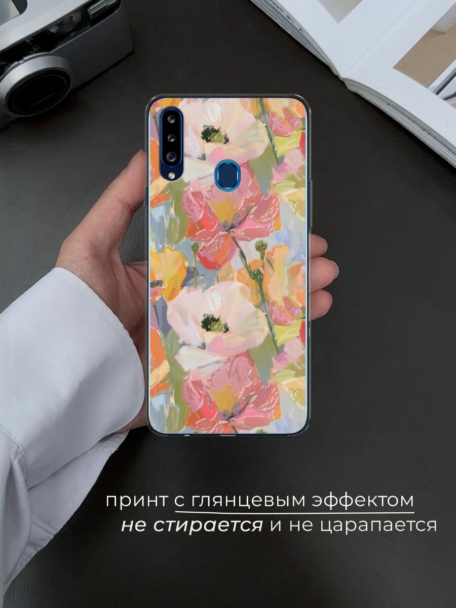 Чехол на Samsung Galaxy A20s / Самсунг Галакси A20s с принтом "Акварельные анемоны" — фото 1