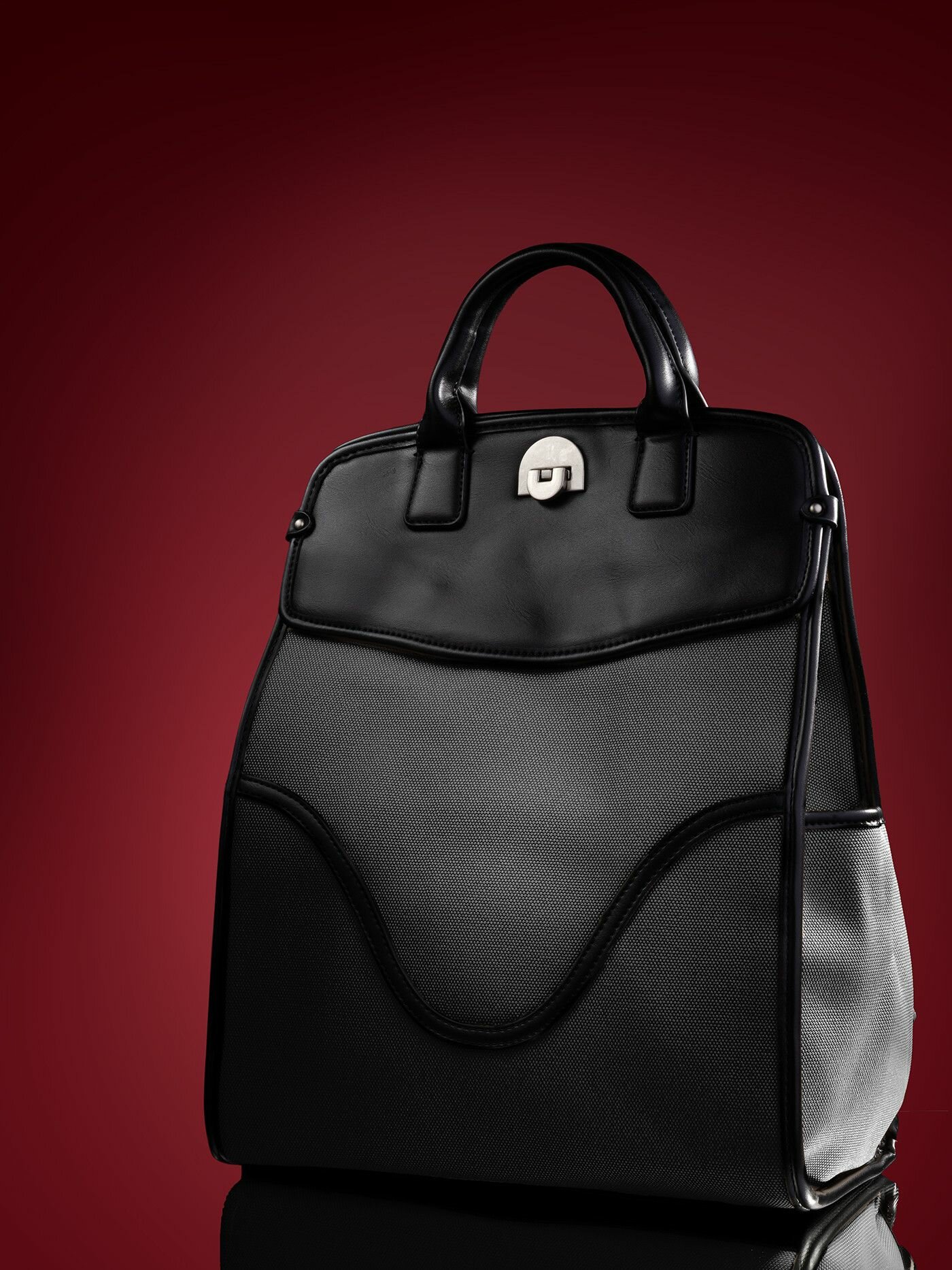 Рюкзак городской Baggins, 58223, черный, искусственная кожа, текстиль, молния