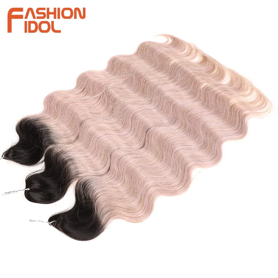 FASHION IDOL 24-дюймовые объемные косы из высокотемпературного волокна, черные TT1B-GPINK28