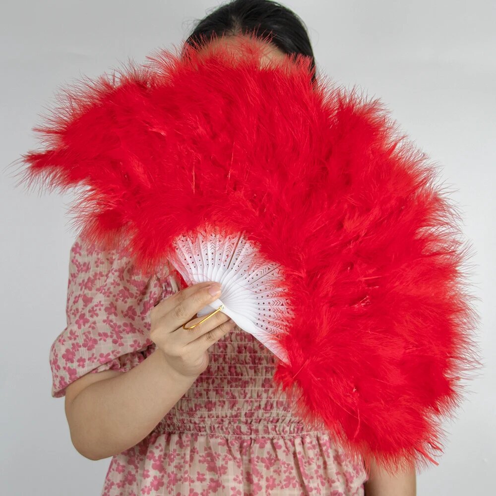 Синие веера с перьями 50*30 см Красный, red