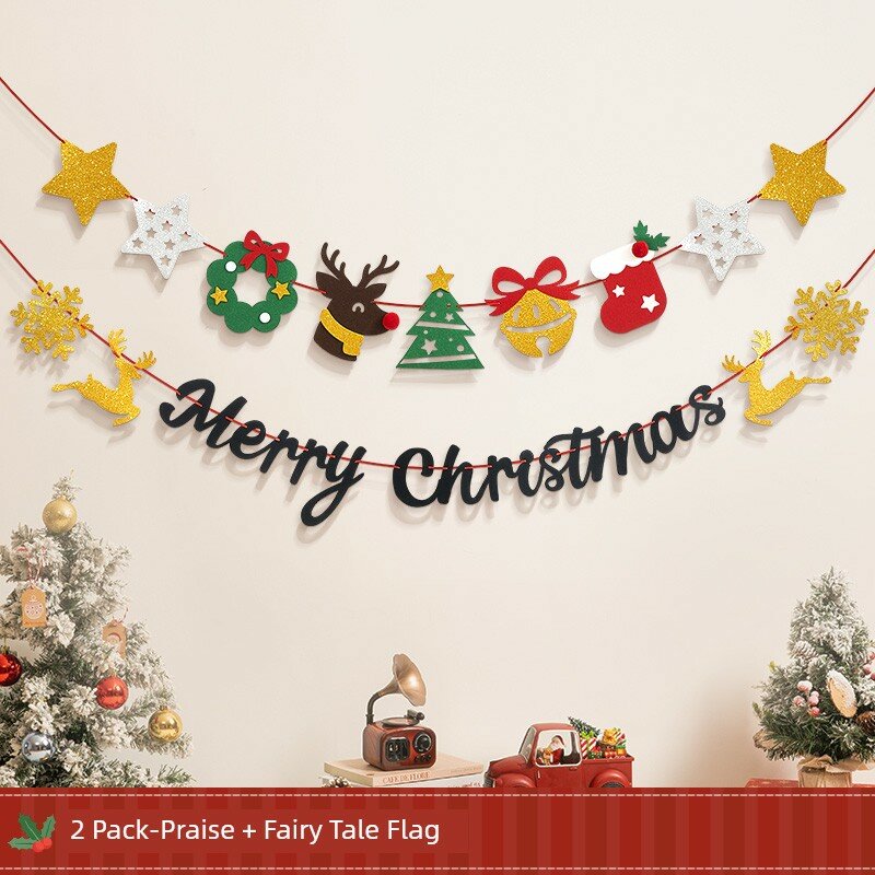 Рождественские флаги, гирлянды, декорации для сцены, подвесные флаги, подвесные украшения, атмосферные миниатюрные
