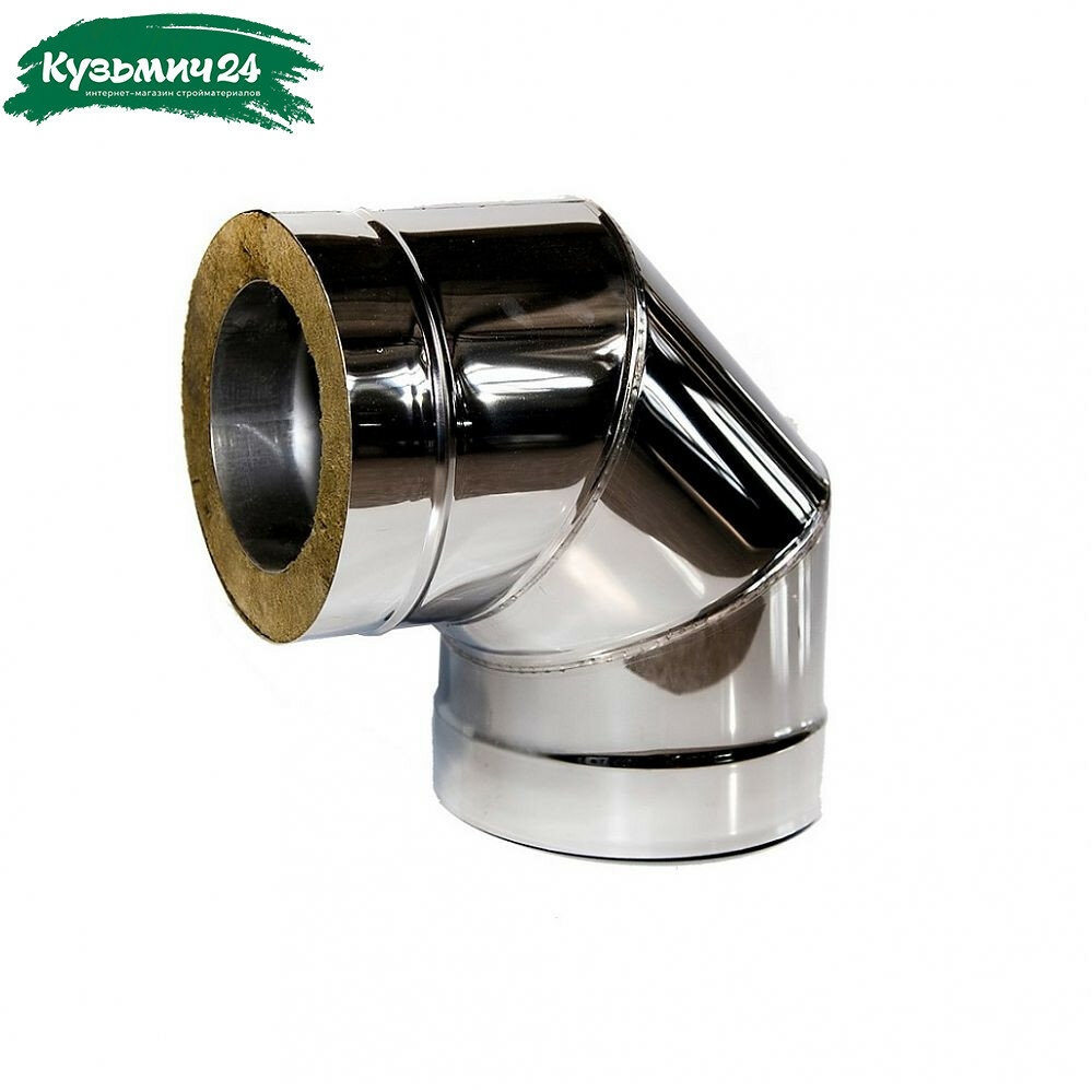 Отвод (угол) дымохода Феникс 120х200 мм, угол 90 гр, сталь 0.5 мм, сэндвич-конструкция, 1 шт.