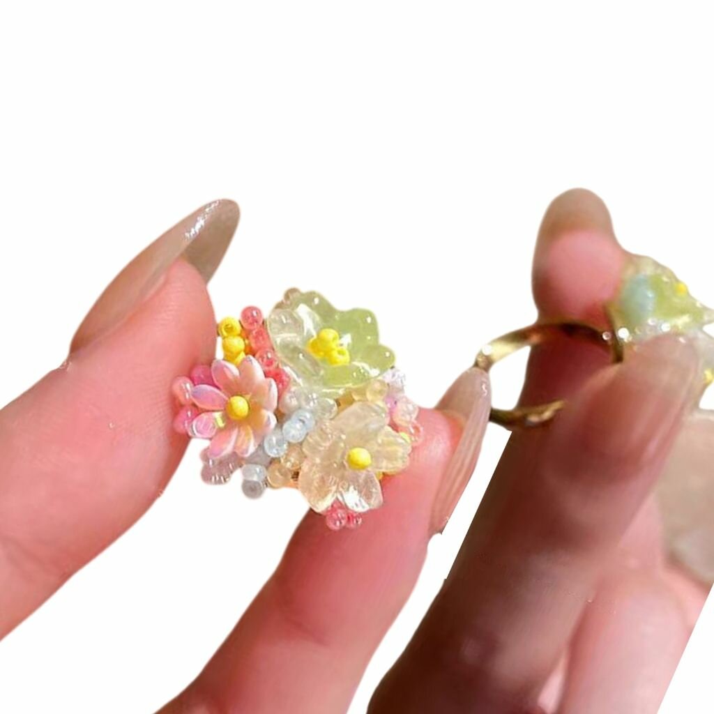 Регулируемые кольца с цветами гортензии из смолы