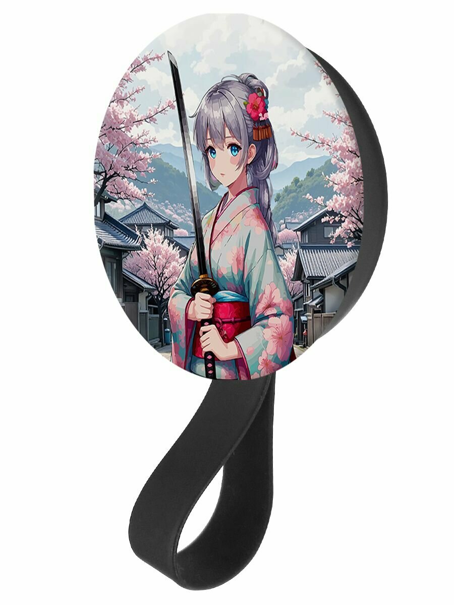 Кольцо-держатель с зеркалом Krutoff для телефона Сакура-сан