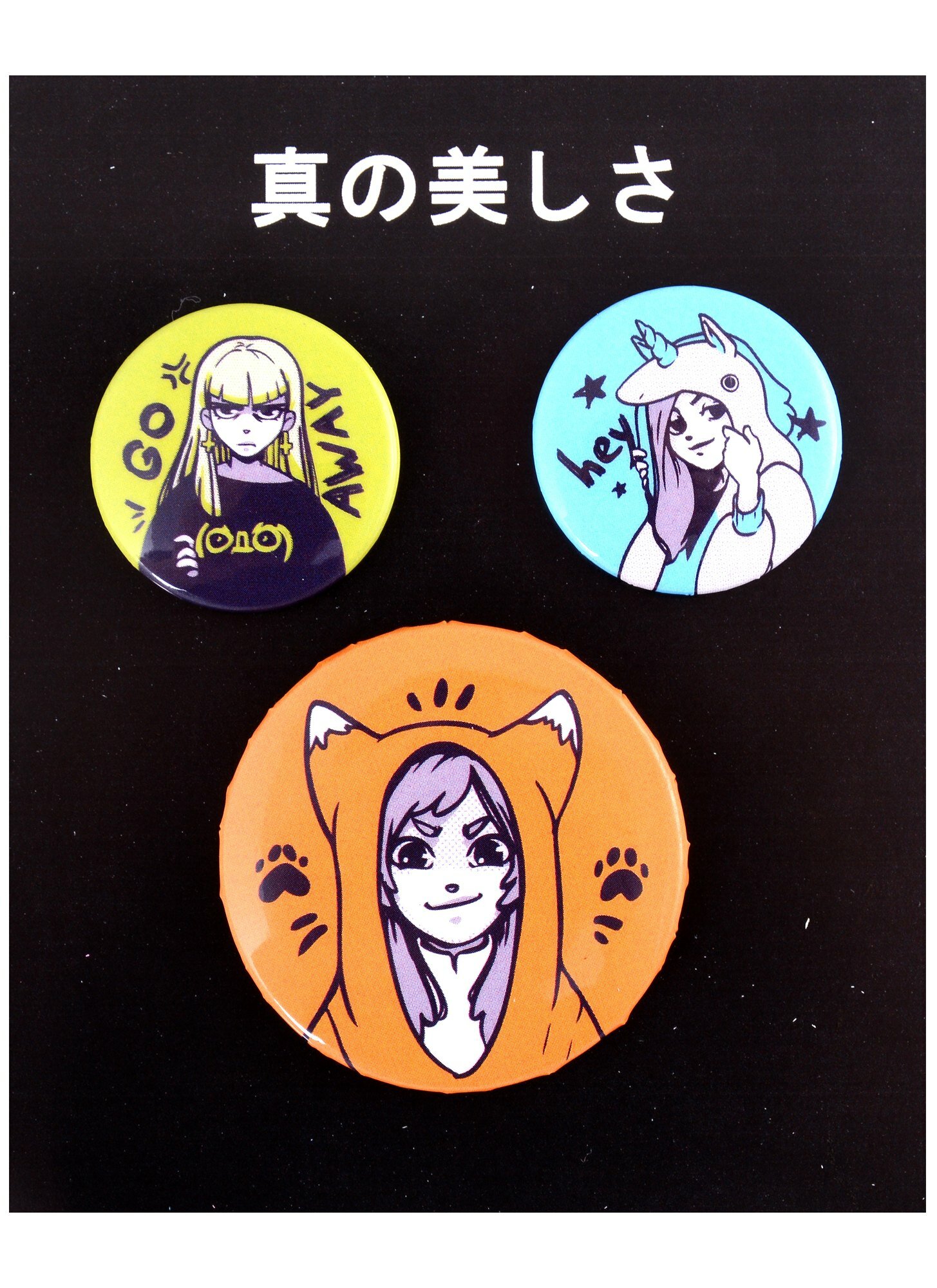 Набор значков Комиксы Девушки (металл) (2 шт 25мм, 1 шт 38мм)