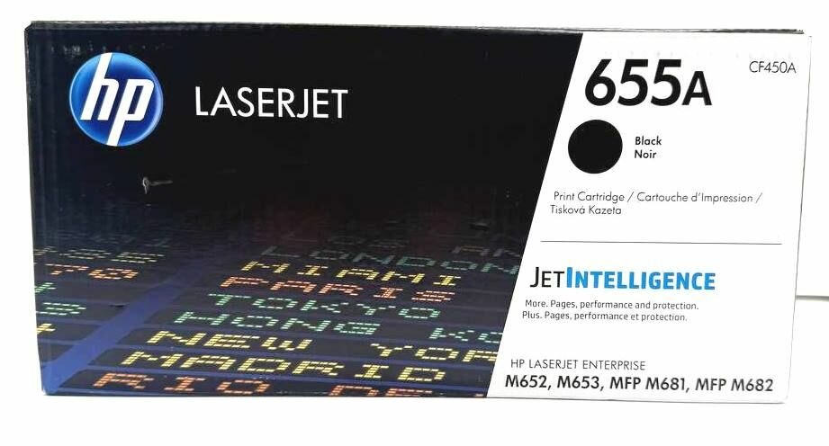 Картридж лазерный HP №655A (CF450A) черный для для принтера HP Color LaserJet Enterprise M652, M653, M681, M682
