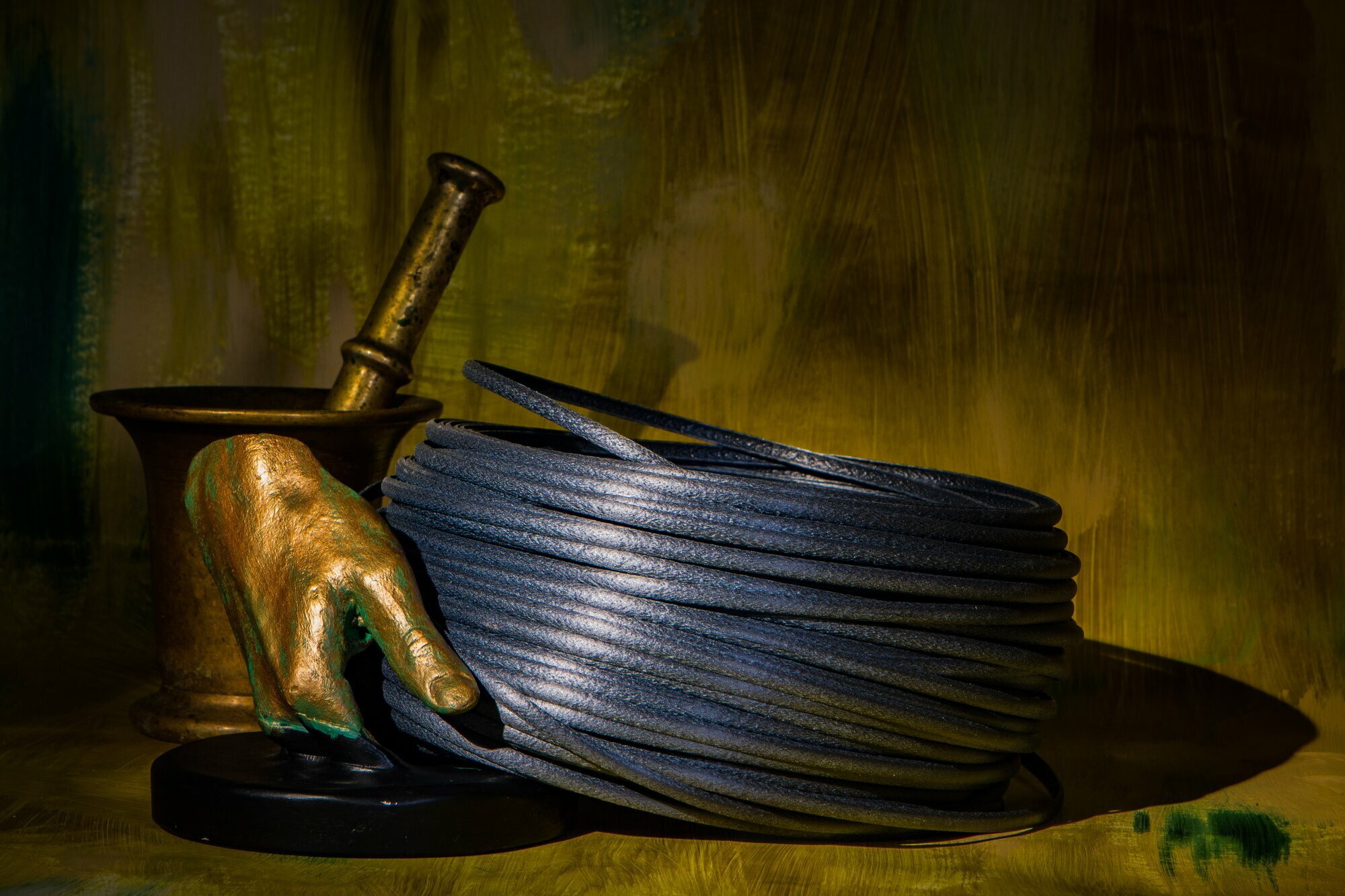 Полиротанг, искусственный ротанг 50 метров, 7 мм, графит с серебром, серия "Жорж".