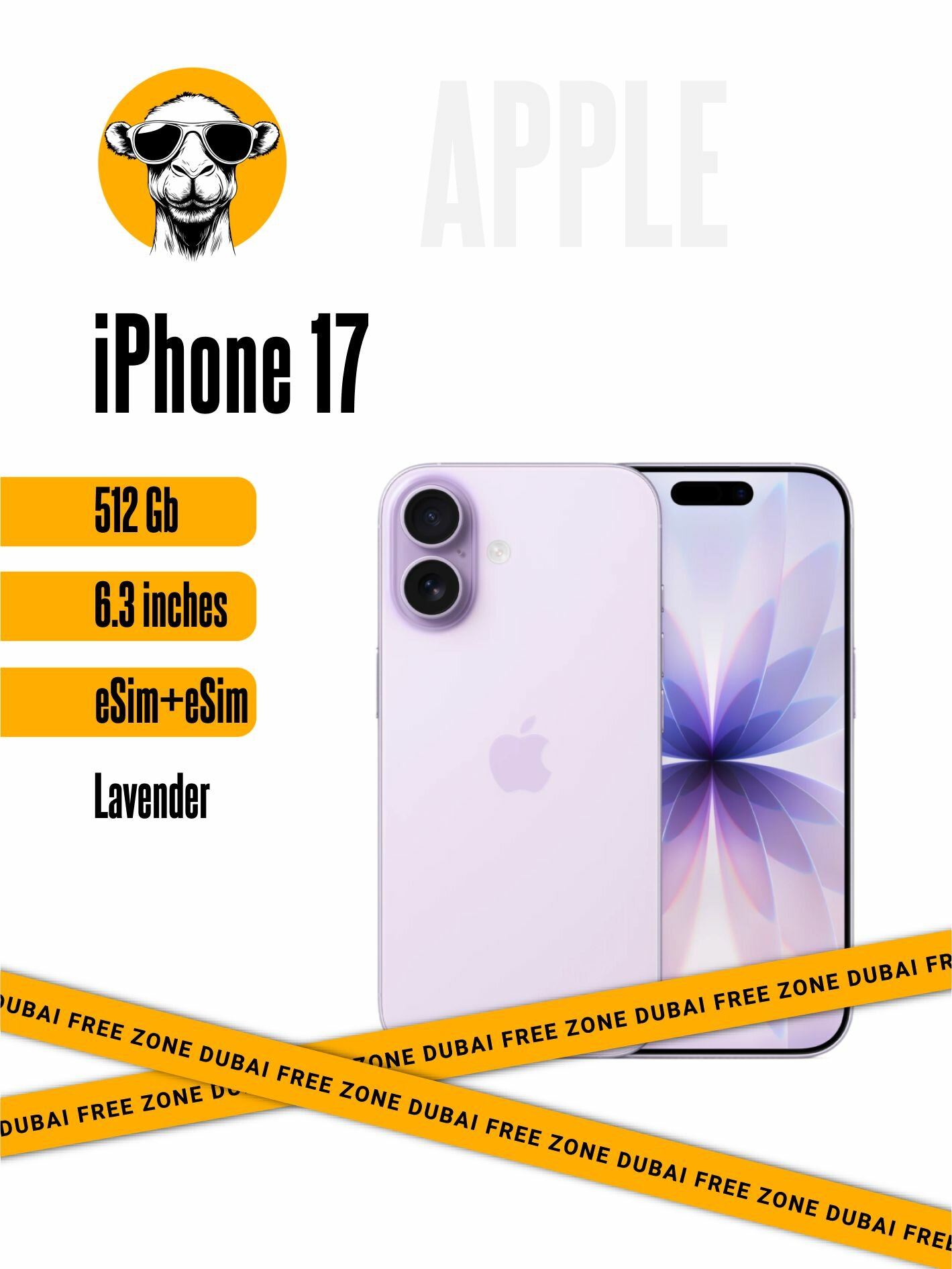 Смартфон iPhone 17 512Gb Lavender E-Sim