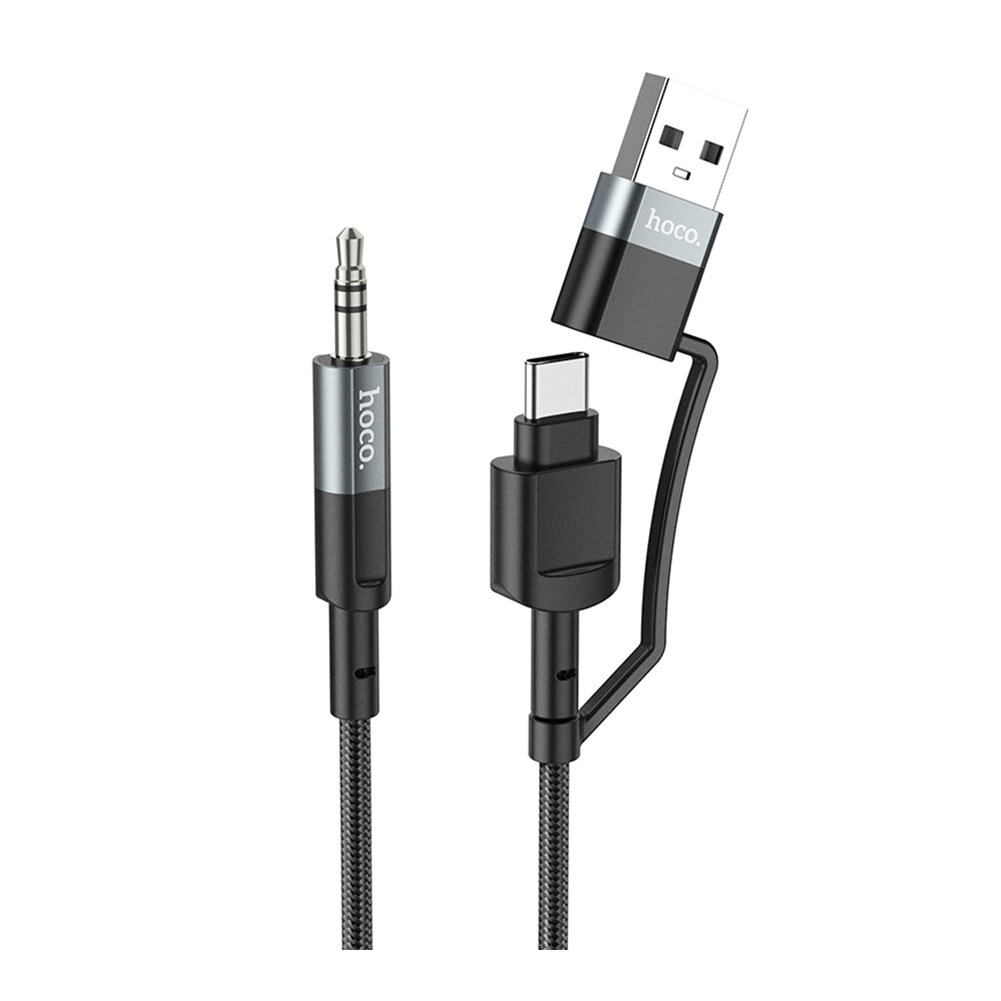 Hoco Кабель аудио-конвертер HOCO UPA23 AUX 3.5 мм – USB/Type-C, 1 м, черный