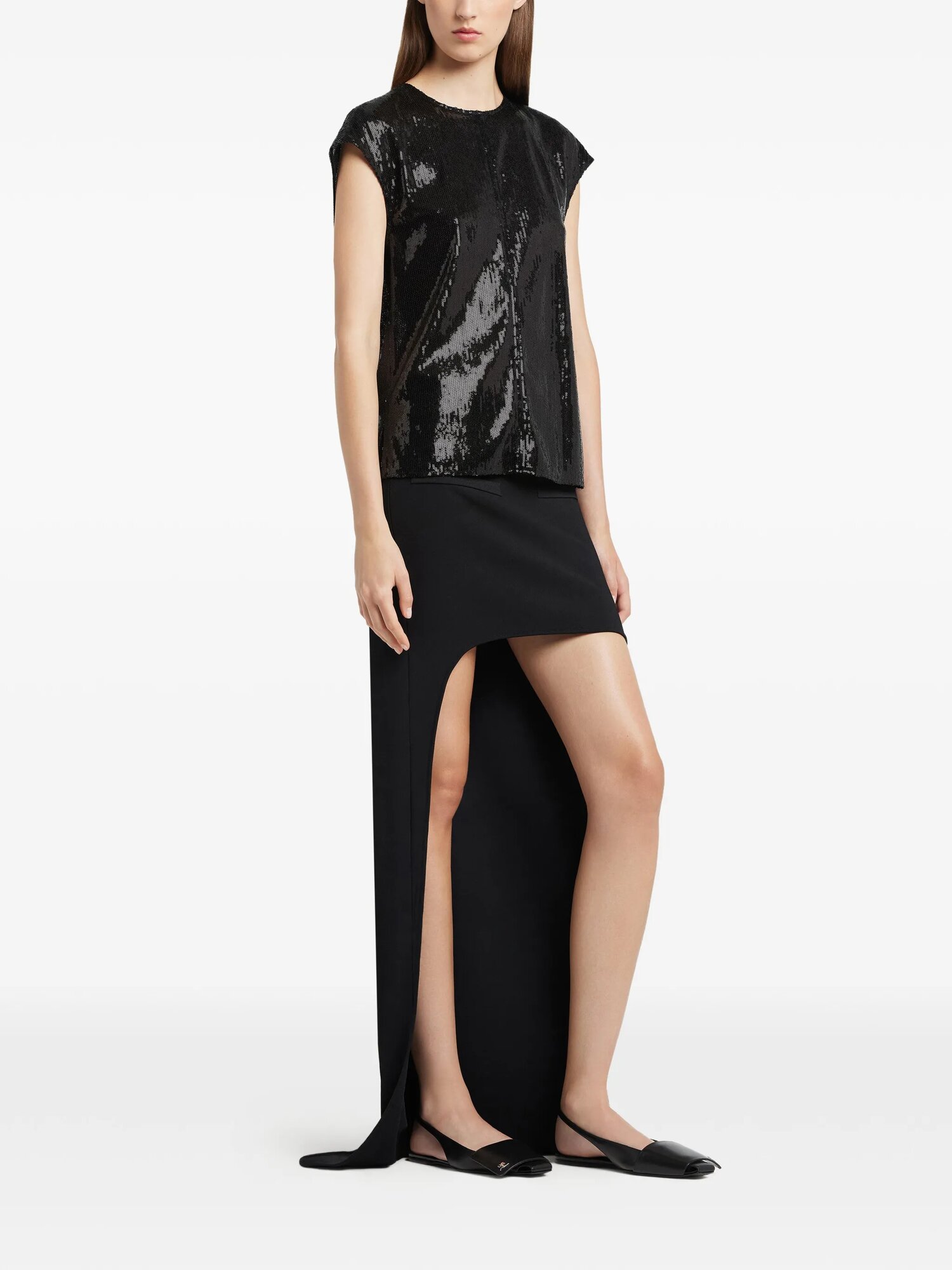 Блуза courreges Sequin short-sleeves blouse, размер 36, черный — фото 1