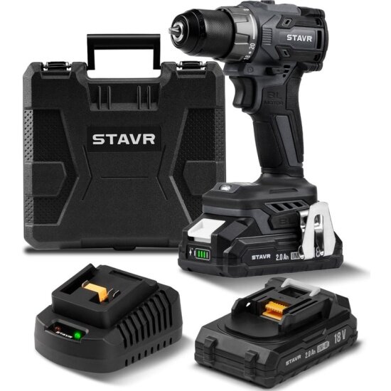 Дрель-шуруповерт Ставр аккумуляторная Stavr SDD 18BL-2K(АКБ 2х2.0Ач, ЗУ, кейс)