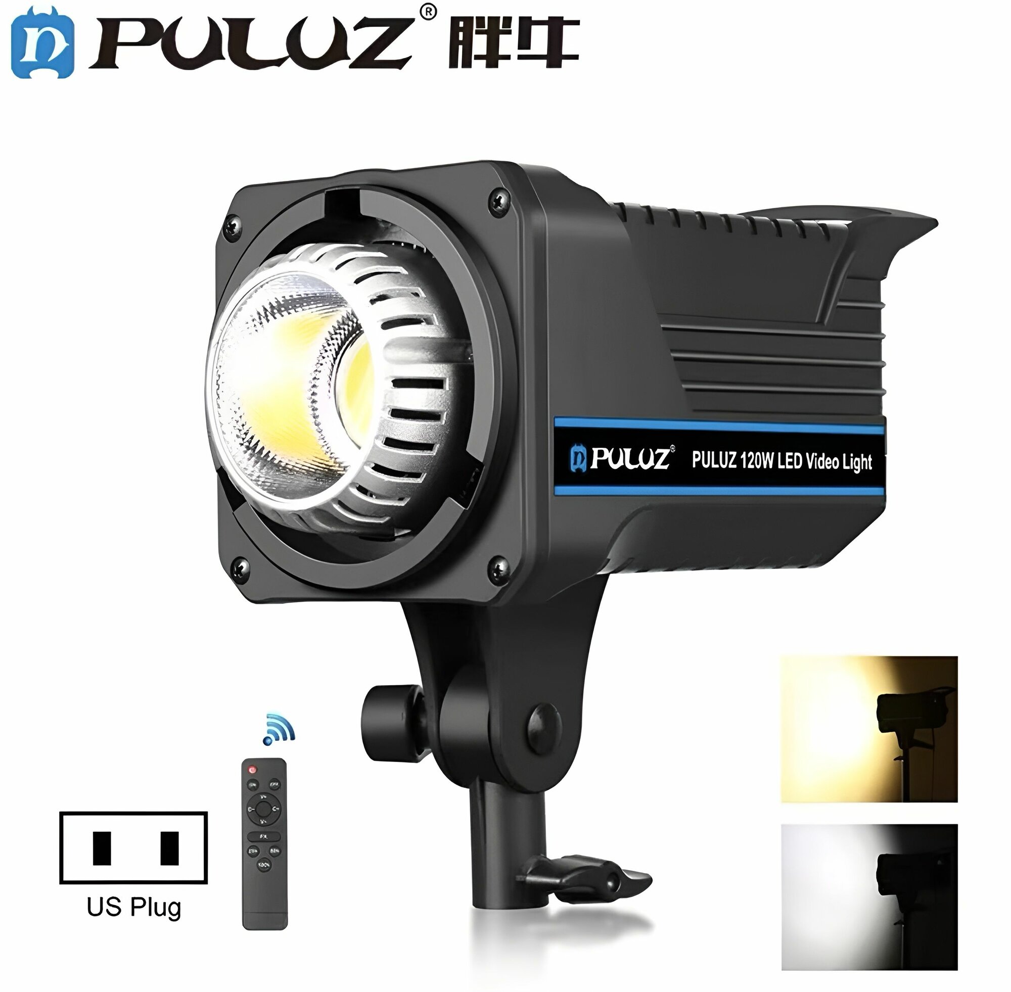 Светодиодный осветитель для фотостудии PULUZ, 120W, цветовая температура 3200K-5600K с пультом дистанционного управления, байонет Bowens mount