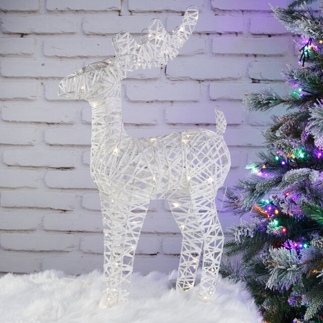 Светодиодная фигура Олень Эмануэле 60 см белый, 60 теплых белых LED ламп, на батарейках, IP20, Koopman, AMZ100480