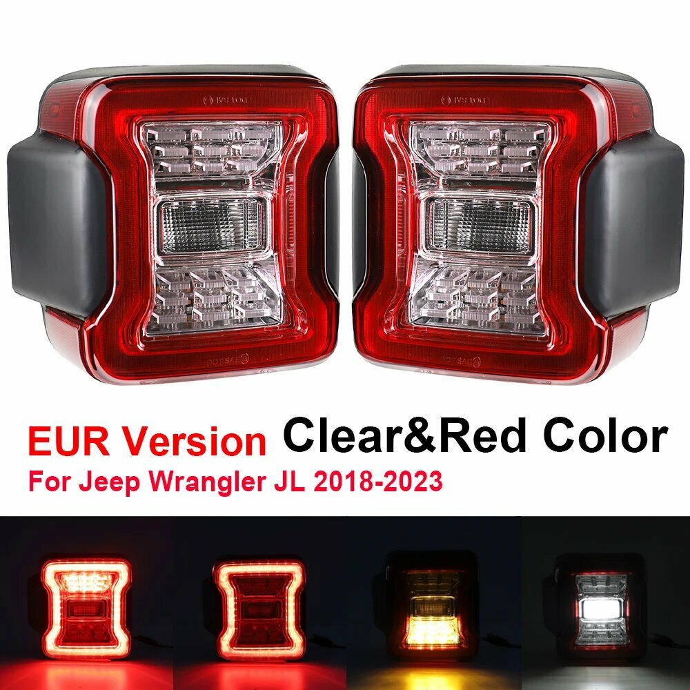 Для Jeep Wrangler JL 2018-2023 светодиодный задний фонарь стоп-сигнал заднего хода European Clear