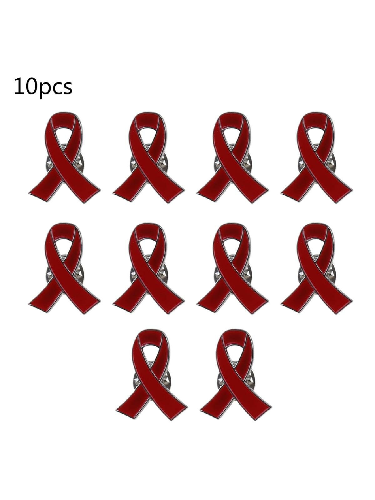 10 шт. женских украшений, Эмалированных булавок с красной лентой, булавок с пуговицами, значков