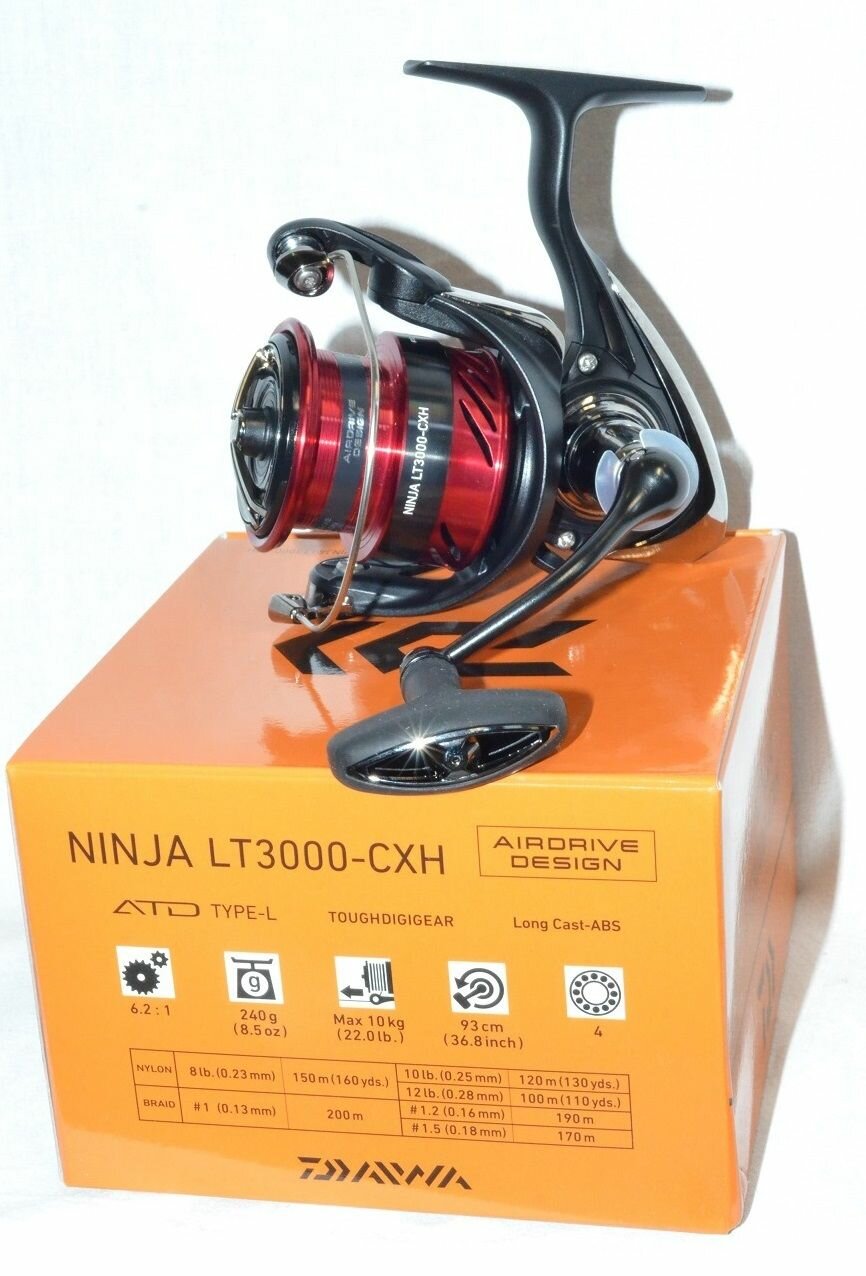 Катушка Daiwa Ninja, безынерционная, алюминий, 3000CXH, 4+1 подшипник