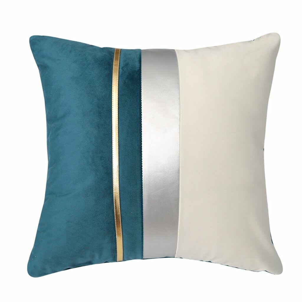 Бархатная подушка в стиле пэчворк с цветными блоками для чехла полосатой подушкой из искусственной кожи C