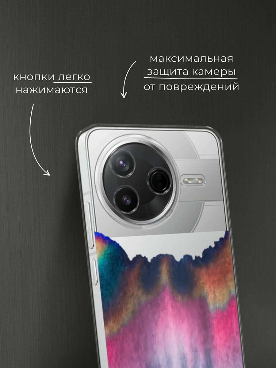 Чехол на Poco F7 Pro / Поко F7 Про с принтом Акварельная абстракция, прозрачный — фото 1