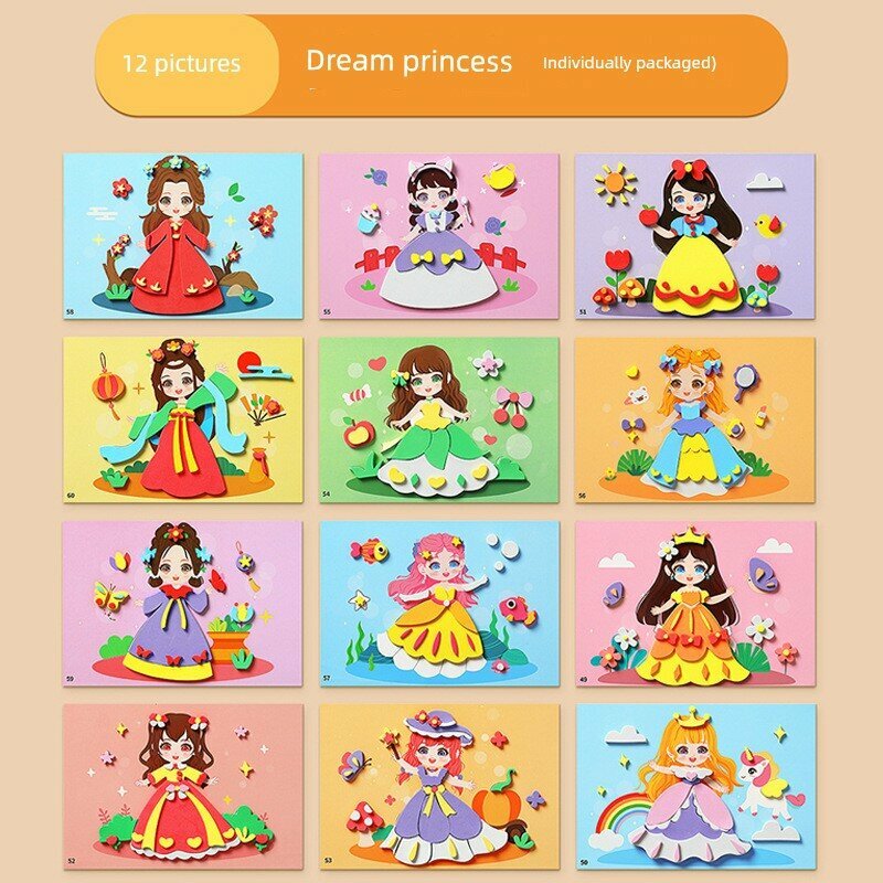 Набор для творчества: 3D-коллаж из детских игрушек ручной работы, материалы для детского сада, стикеры для девочек,