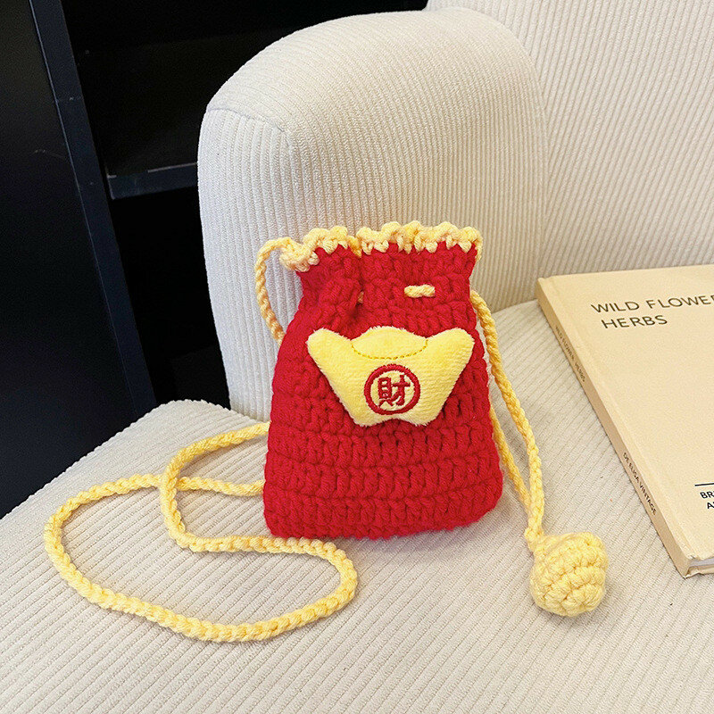 Детская вязаная сумка через плечо fashionable baby playful cotton mini purse, wealth red