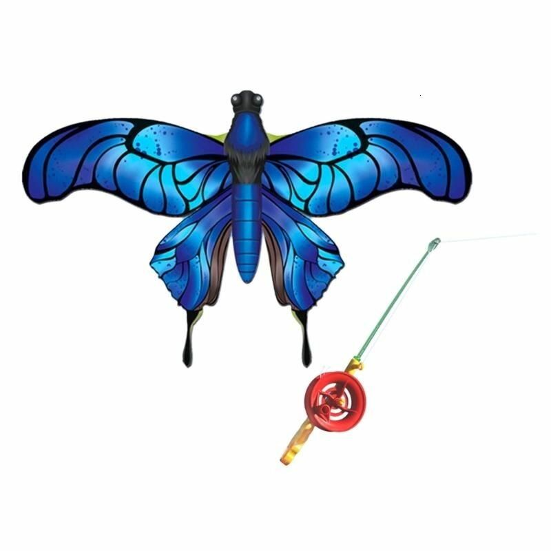 Динамический воздушный змей для рыбалки, - 35 см синяя бабочка