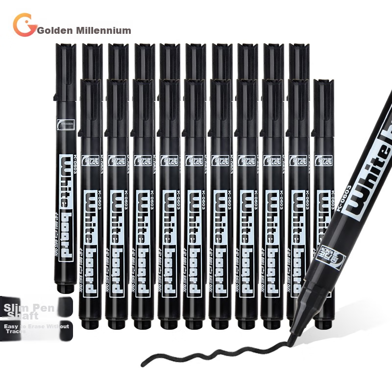 Jinwanian Whiteboard Markers, Black, Mini Size, Thin Barrel, Single Tip, Erasable, Easy to Erase, for Children, Boys And Girls, 20-Pack, K-0603