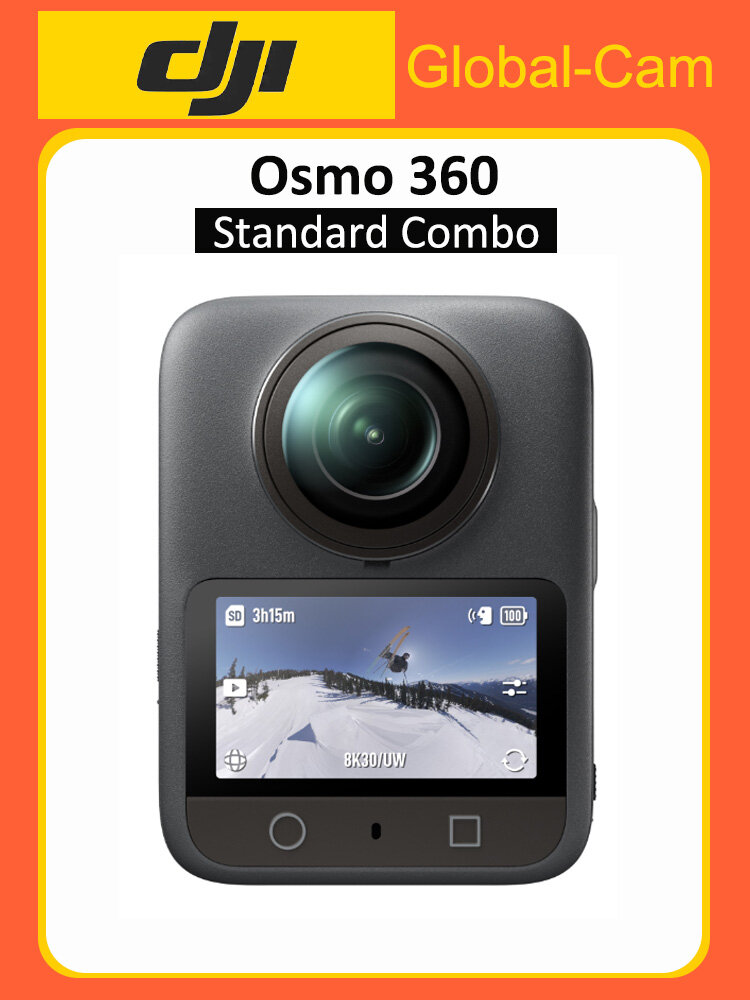Экшн-камера DJI Osmo 360 Standard Combo, 128 ГБ встроенного хранилища, 1-дюймовое 360° измерение, 120МП 360° Фото