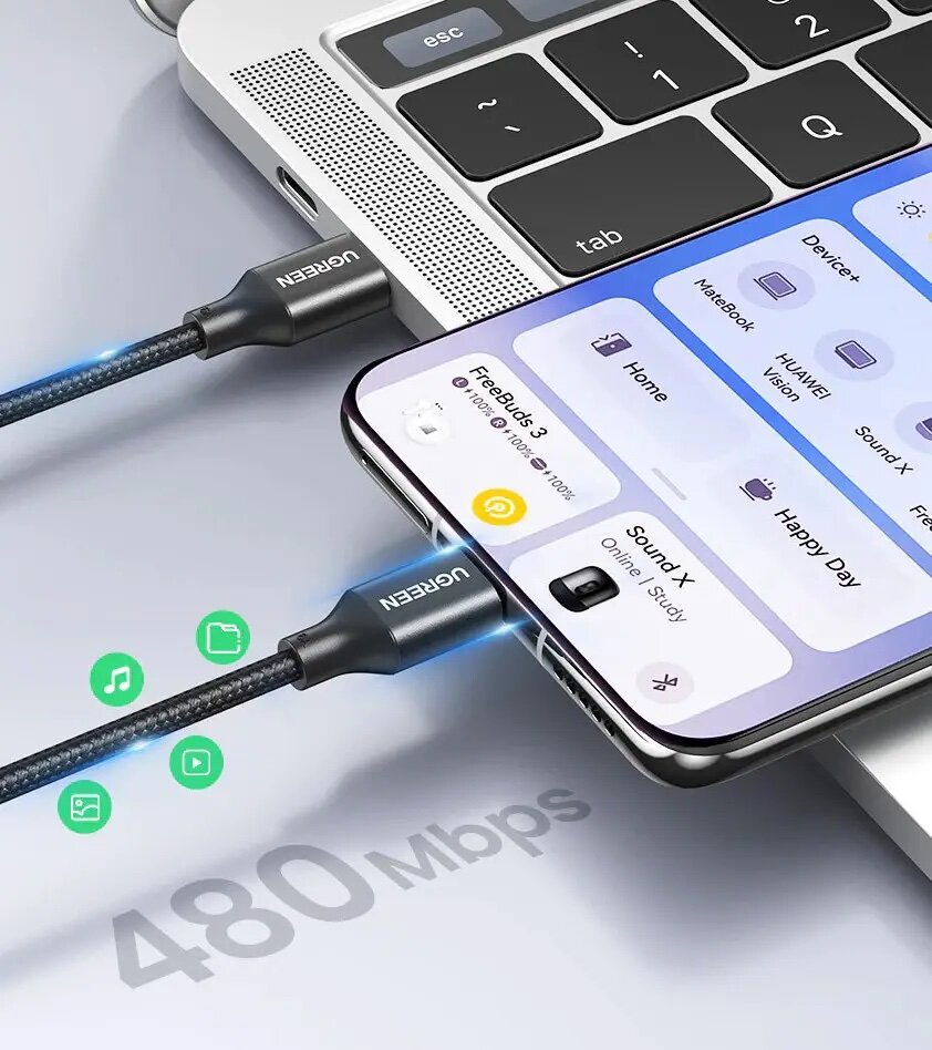 Кабель Ugreen USB-A Type-C SuperCharge Cable 6А 100W 1м Black (50567)