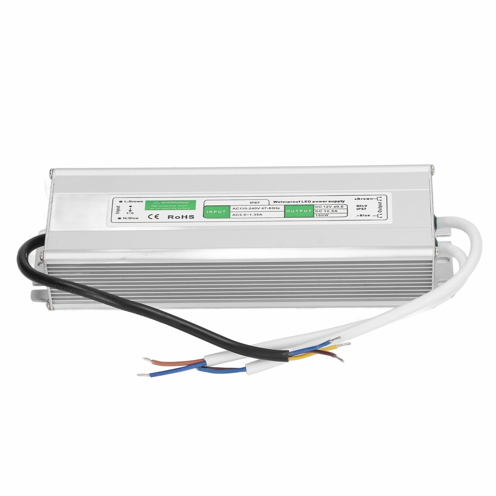 Светодиодный силовой трансформатор IP67 Водонепроницаемый с защитой от короткого замыкания Светодиодный драйвер AC 110 В-240 В 150 Вт 12 В