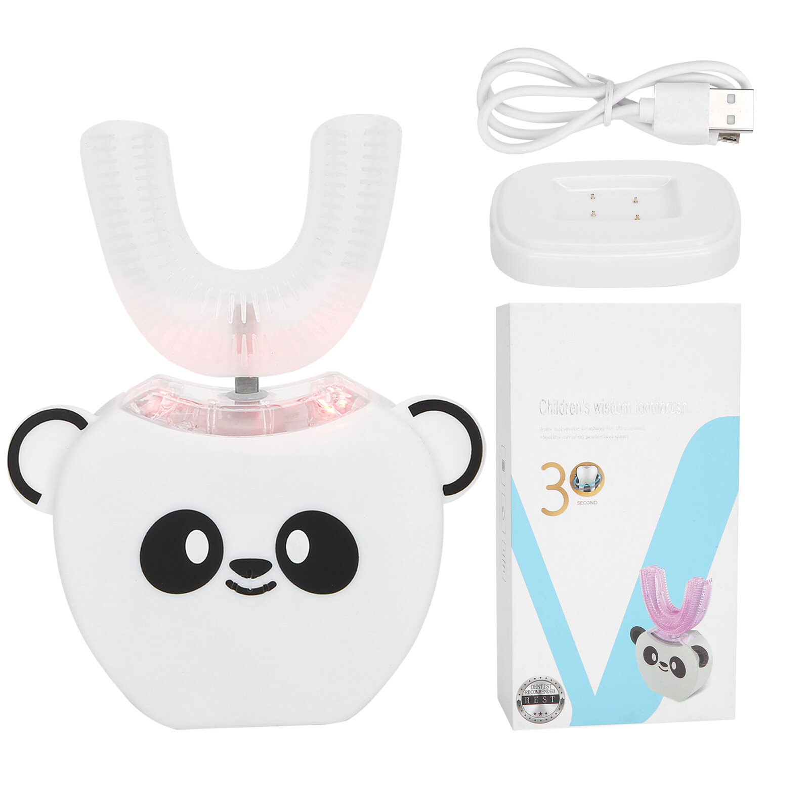 Детская ультразвуковая U-образная зубная щетка, водонепроницаемая мультяшная милая электрическая зубная щетка