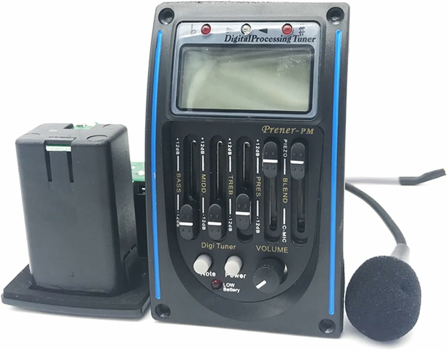 1 шт. 5-полосный гитарный эквалайзер серии активного гитарного эквалайзера с пьезо-датчиком и микрофоном, ЖК-тюнер (Цвет: LC-5 с МИК)