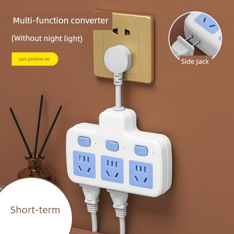 Многорозеточный удлинитель с независимыми выключателями, USB-подсветкой и беспроводной зарядкой. Синий от одного до