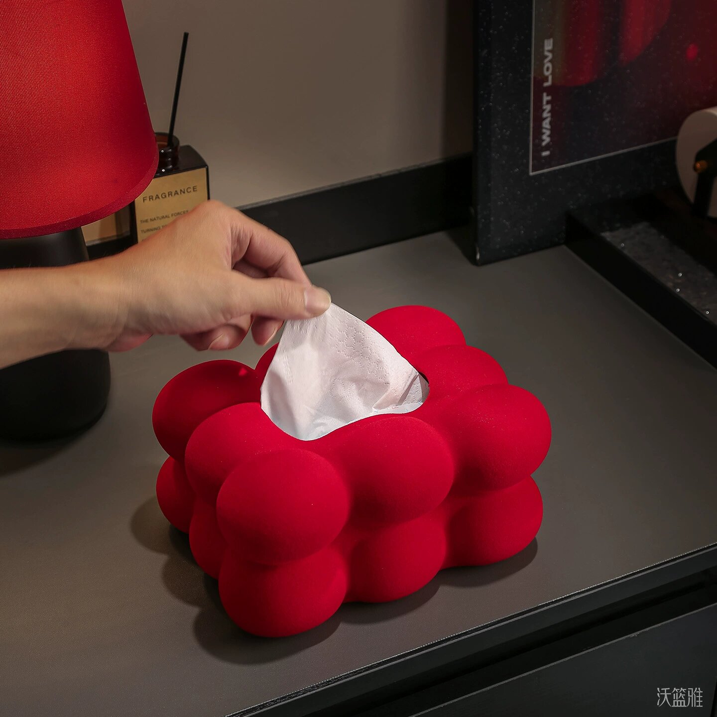 Салфетница MyPads в стиле модерн с бархатным красным напылением, 20×15×10 см