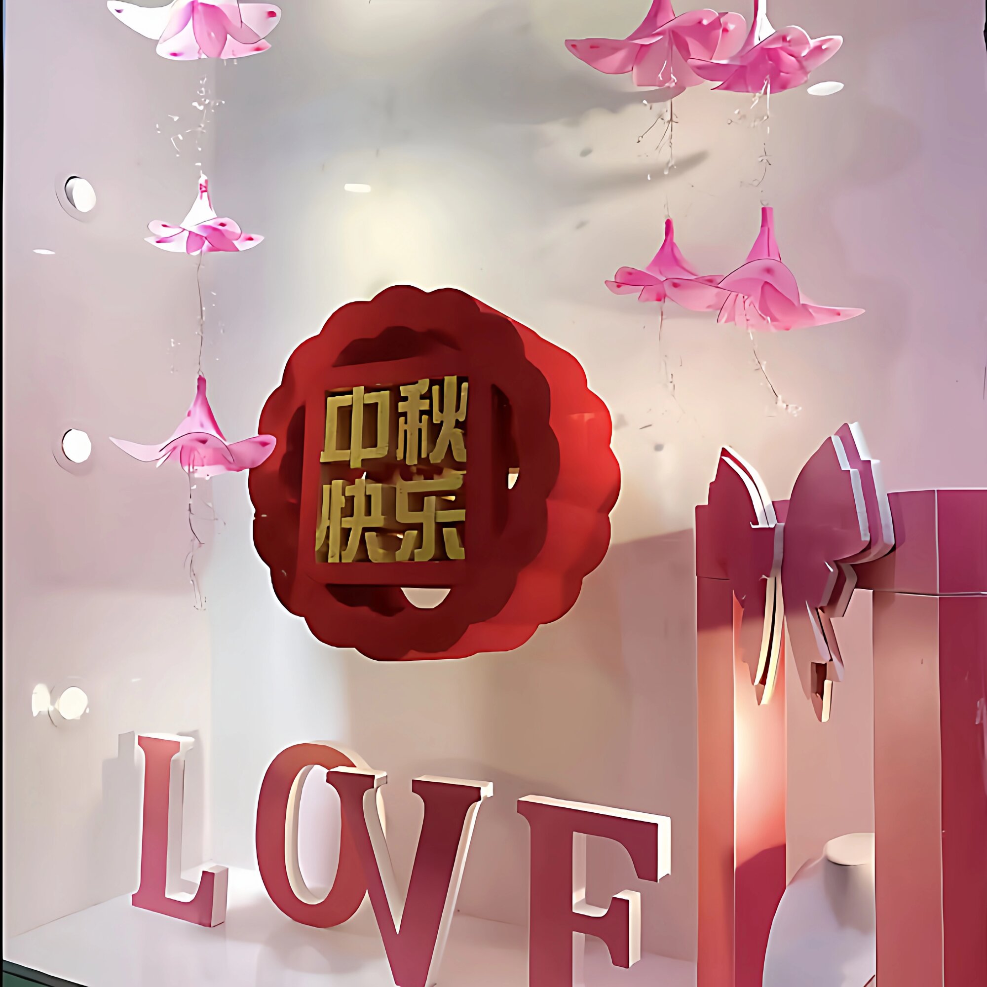 Новогодние украшения для торговых центров: зеленые лилии, хрустальные гирлянды, подвесные декорации для витрин,