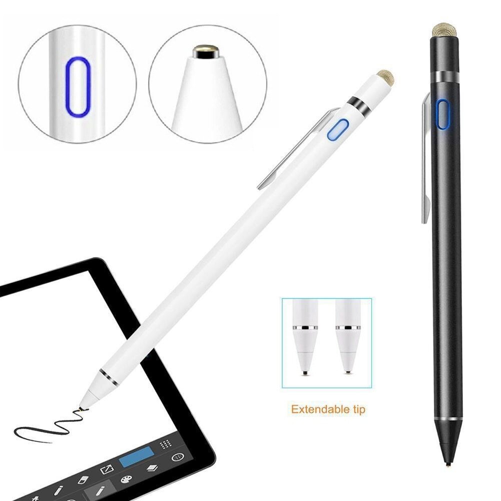 Active Capacitive Pen для iPad Stylus совместимый с IOS Android для мобильных телефонов планшетов Painting Pen Touch Screen Pen Stylus Pen с тканевым клипом черный