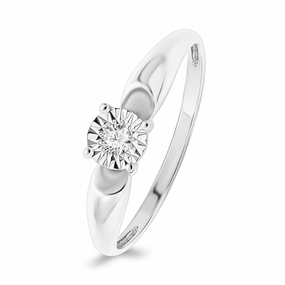 Кольцо, белое золото, 585 проба, родирование, бриллиант