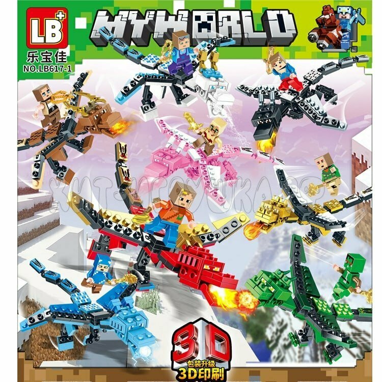 Набор конструктора LB+ MY WORLD 8 в 1 "Битва Драконов" Совместим с лего. 706 деталей.