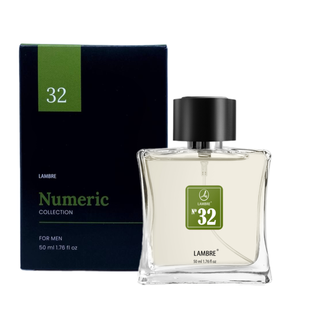 Туалетная вода LAMBRE "№32", мужская, древесная, зеленая, Франция, 50 мл