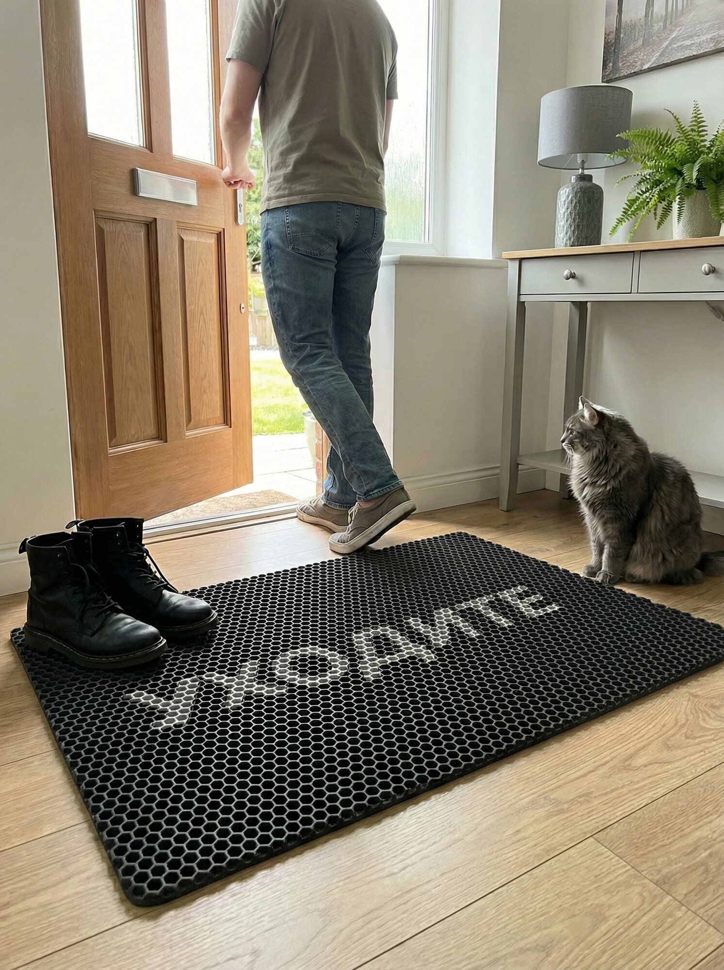 Коврик придверный с надписью "Уходите", ЭВА, 58х38 см, противоскользящий, черный