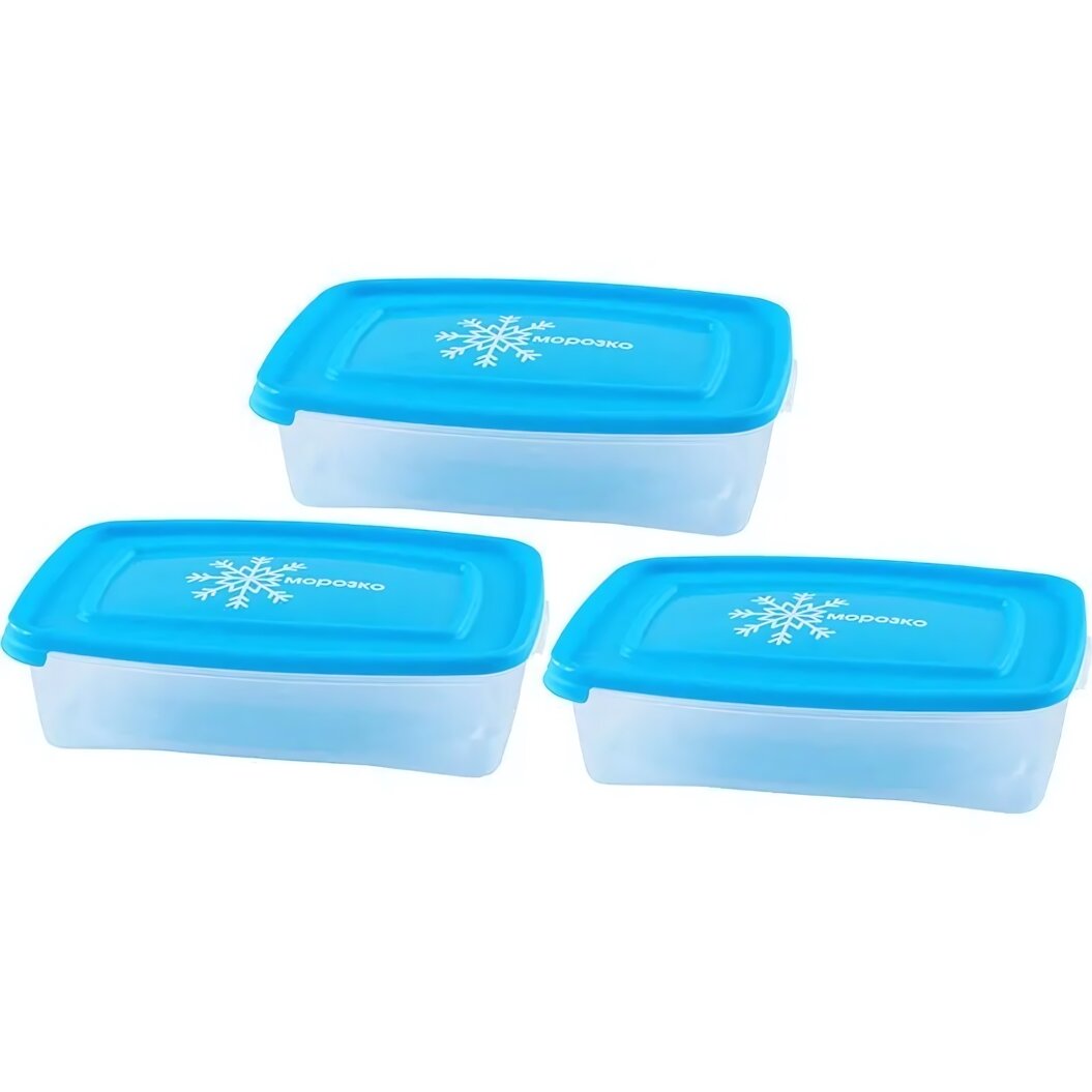 Комплект контейнеров для заморозки «Морозко», 3 шт, 0.7 л, прямоугольные, с крышками
