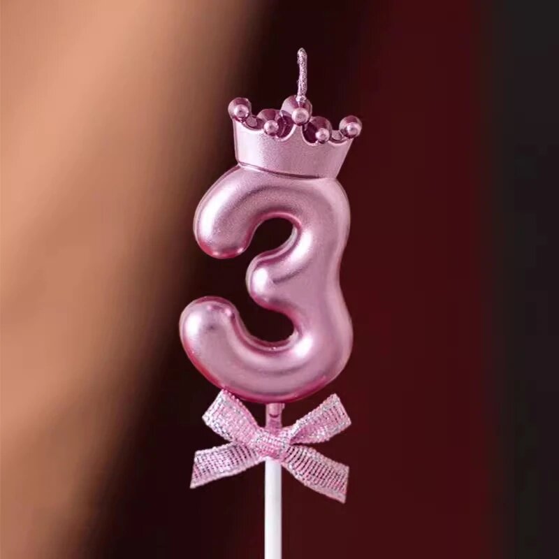 Набор свечей для торта Pink Gold Blue 0-9 Розовый, A3