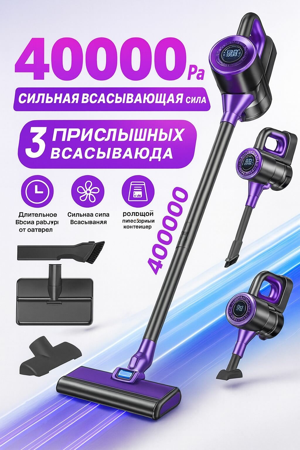 Беспроводной пылесос 4-в-1 для дома и авто