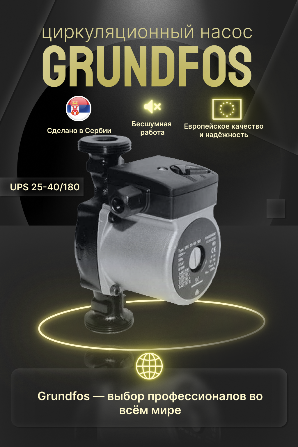Насос циркуляционный P320 Grundfos UPS 25-40/180 88P3200153I180